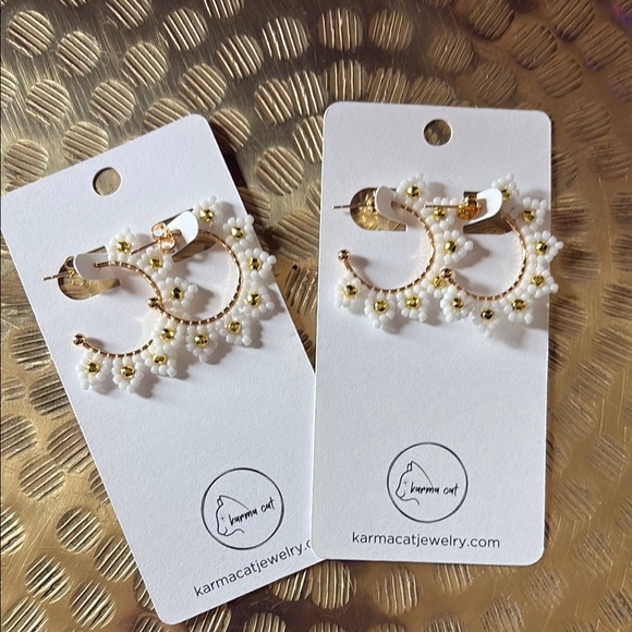 karmacat | Jewelry | Karma Gold And White Pearl Hoop Earrings | Poshmark